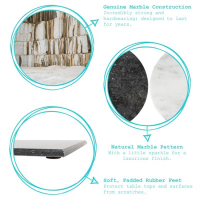 Argon Tableware Hexagonal Marble Coasters - 10cm - White - Pack of 6