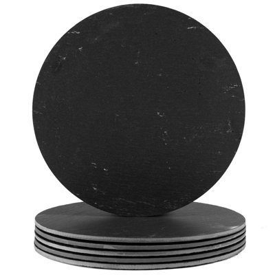 Argon Tableware Linea Round Slate Placemats - 30cm - 6x Large Natural ...