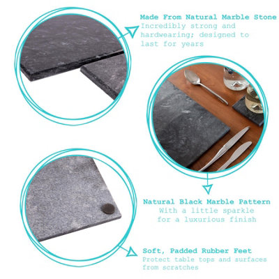 Argon Tableware Marble Rectangle Chopping Board - 30cm x 20cm - Black