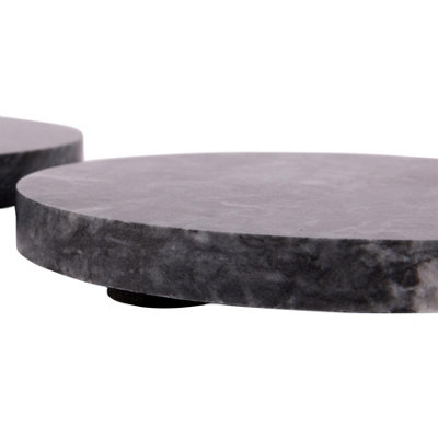 Argon Tableware Marble Round Coasters - 10cm - Black - Pack of 6