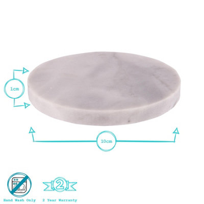 Argon Tableware Marble Round Coasters - 10cm - White - Pack of 6