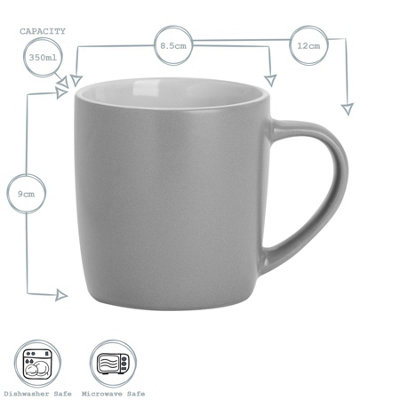 Argon Tableware Matt Coloured Coffee Mugs - 350ml - Grey - Pack of 2