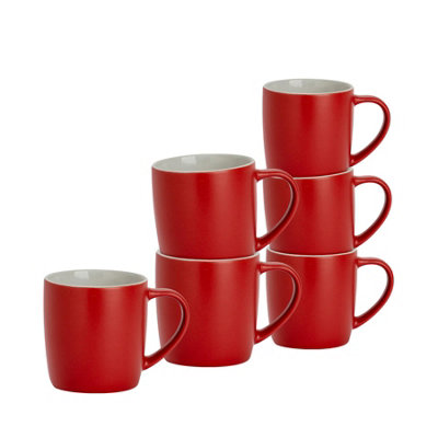 Argon Tableware - Matte Coloured Coffee Mugs - 350ml - Red - Pack of 6 ...