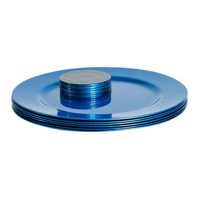 Argon Tableware - Metallic Charger Plates Set - 12pc - Blue | DIY at B&Q