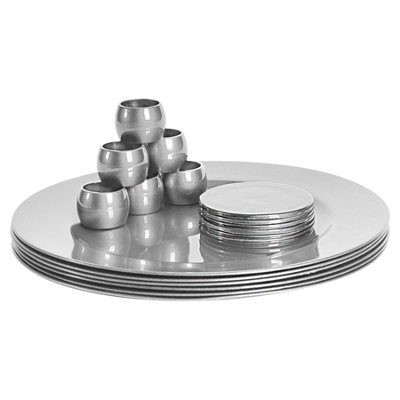 Argon Tableware - Metallic Charger Plates Set - 18pc - Silver | DIY at B&Q