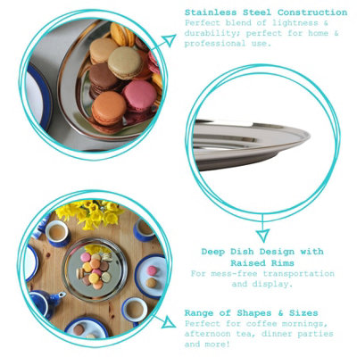 Argon Tableware Oval Stainless Steel Serving Platter - 30cm x 20.5cm