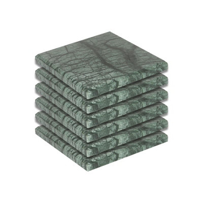 Argon Tableware Square Marble Coasters - 10cm - Green - Pack of 6