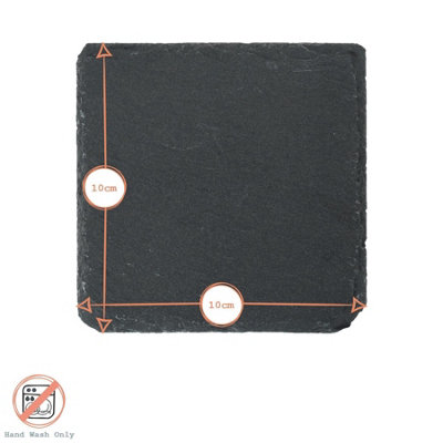 Argon Tableware Square Slate Coasters - 10cm - Pack of 6