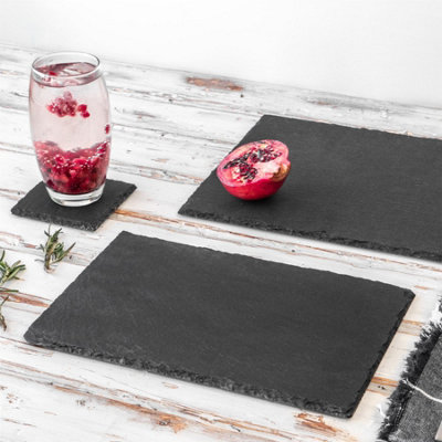 Argon Tableware Square Slate Coasters - 10cm - Pack of 6