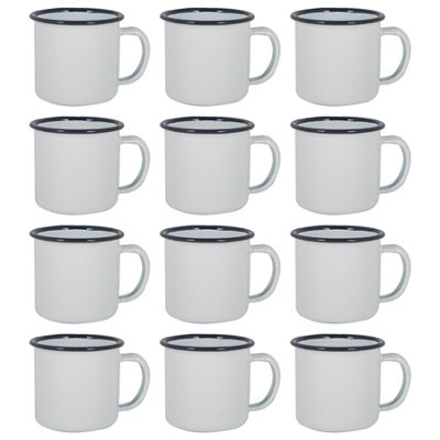 Argon Tableware White Enamel Espresso Cups - 130ml - Navy - Pack of 12