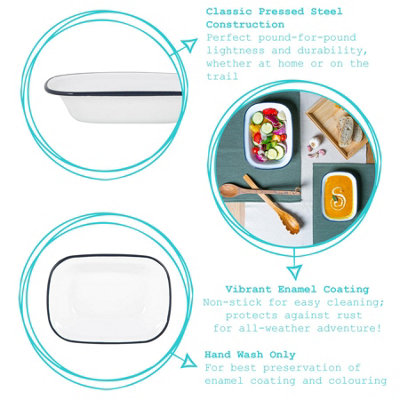 Argon Tableware White Enamel Pie Dish - 25.5cm - Grey