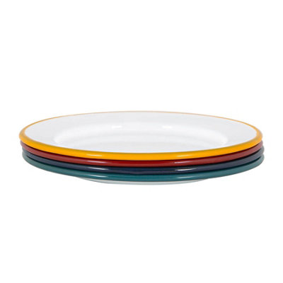 Argon Tableware - White Enamel Side Plates - 20cm - 4 Colours | DIY at B&Q