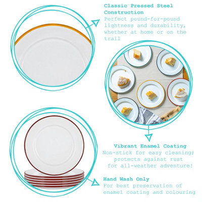 Argon Tableware White Enamel Side Plates - 20cm - Yellow - Pack of 6