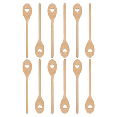 Argon Tableware Wooden Heart Cooking Spoons - 30cm - Pack of 12