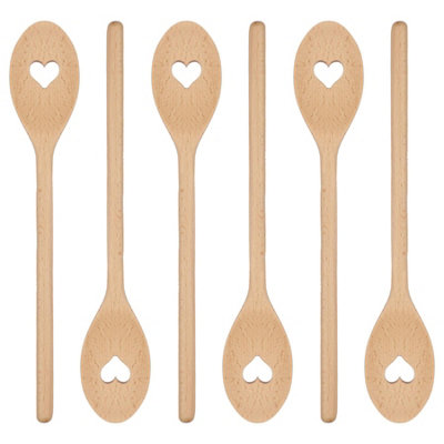 Argon Tableware Wooden Heart Cooking Spoons - 30cm - Pack of 6 | DIY at B&Q