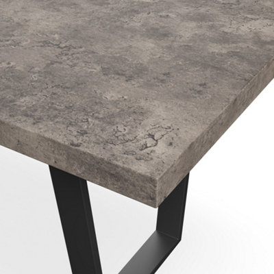 Aria Dining Table And Chairs - Concrete Effect Table Top w Black Legs ...