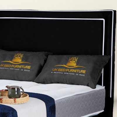 Ariana Black Plush Valvet Upholstered Gas Lift Ottoman Storage Bed with ...