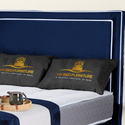 Ariana Blue Plush Valvet Upholstered Gas Lift Ottoman Storage Bed ...