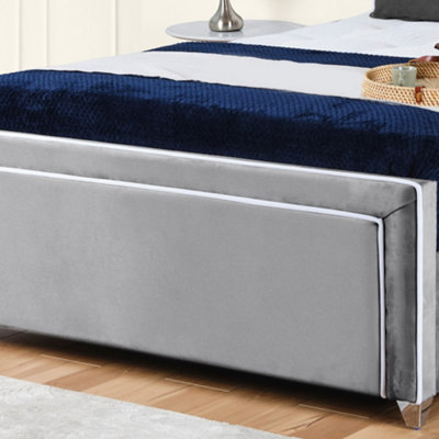 Ariana Grey Plush Valvet Upholstered Gas Lift Ottoman Storage Bed ...