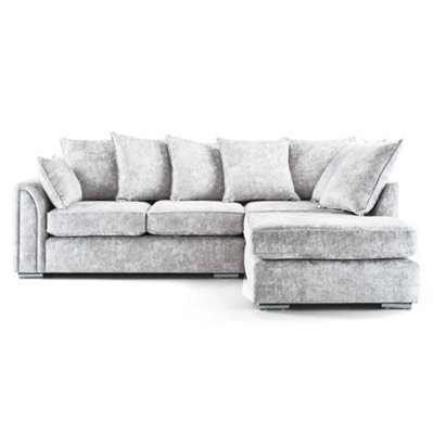 Ariana L Shape Right Hand Corner Chaise 3 Seater Fabric Sofa With Footstool