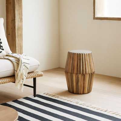 Arizona Natural Mango Wood Carved Side Table