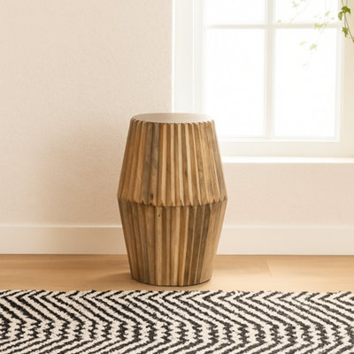 Arizona Natural Mango Wood Carved Side Table