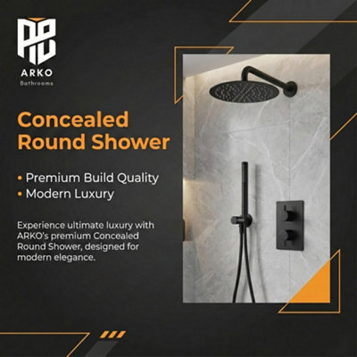ARKO 2 Way Round Concealed Thermostatic Mixer Shower with 2 Dial ,Twin ...