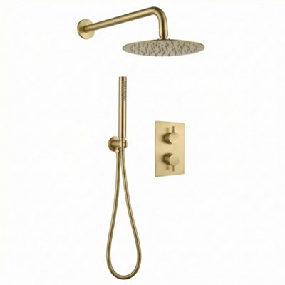 ARKO 2 Way Round Concealed Thermostatic Mixer Shower with 2 Dial Twin ...