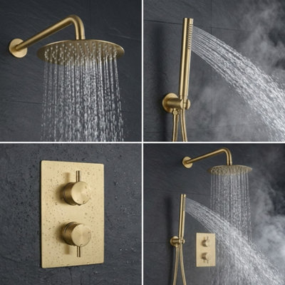 ARKO 2 Way Round Concealed Thermostatic Mixer Shower with 2 Dial Twin ...