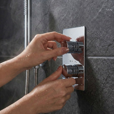 ARKO 2 Way Round Concealed Thermostatic Mixer Shower with 2 Dial Twin ...