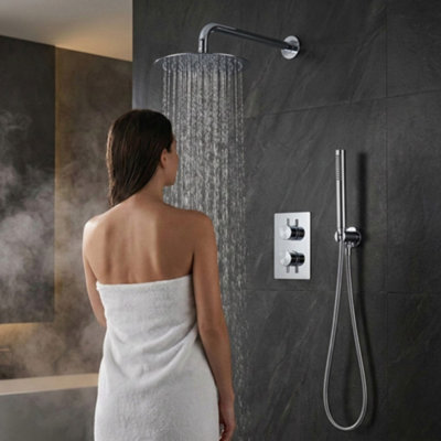 ARKO 2 Way Round Concealed Thermostatic Mixer Shower with 2 Dial Twin ...
