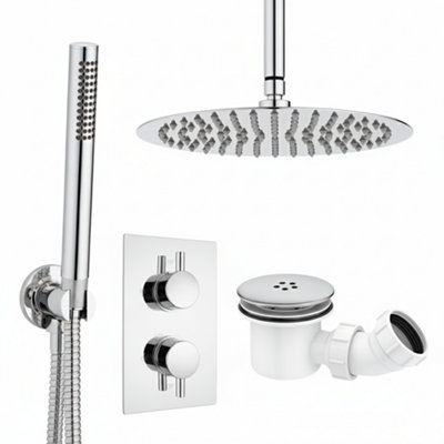 ARKO 2 Way Round Concealed Thermostatic Mixer Shower with 2 Dial ,Twin ...