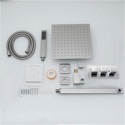 ARKO 2 Way Square Concealed Thermostatic Mixer Shower with 2 Dial ,Twin ...
