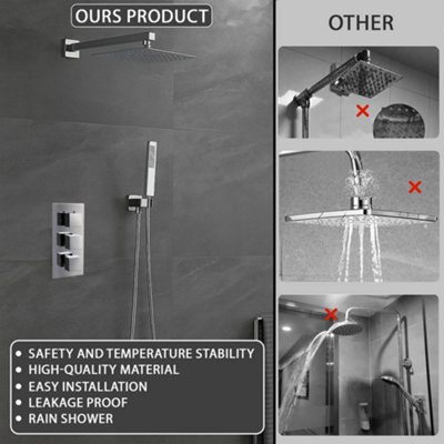 ARKO 2 Way Square Concealed Thermostatic Mixer Shower with 2 Dial ,Twin ...