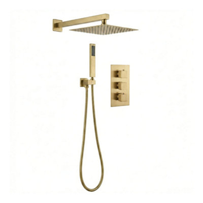 ARKO 2 Way Square Concealed Thermostatic Mixer Shower with 3 Dial ,Twin ...