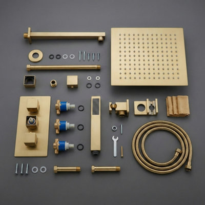 ARKO 2 Way Square Concealed Thermostatic Mixer Shower with 3 Dial ,Twin ...