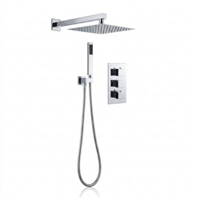 ARKO 2 Way Square Concealed Thermostatic Mixer Shower with 3 Dial ,Twin ...