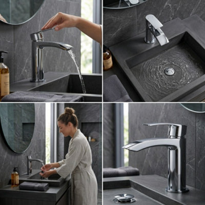 ARKO BASIN MIXER TAP, STYLISH BATHROOM SINK TAP WITH SMOOTH LEVER ...