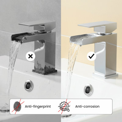 Arko Bath Shower and Basin Mixer Tap Set with Bath Waste, Waterfall ...