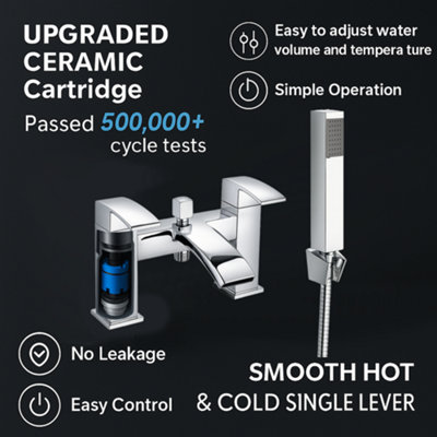 Arko Bath Shower and Basin Mixer Tap Set with Pop up Waste, Waterfall ...