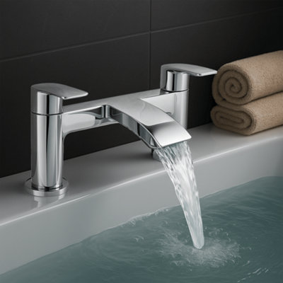 Arko Bath Tap and Basin Mixer Tap Set with Bath Waste, Waterfall ...