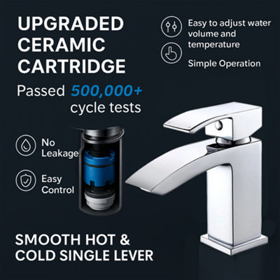 Arko Bath Tap and Basin Mixer Tap Set with Pop up Waste, Waterfall ...