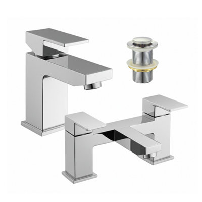 Arko Bath Tap and Basin Mixer Tap Set with Pop up Waste, Waterfall ...