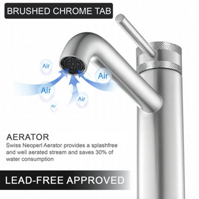 ARKO BATHROOM High Rise Tall Chrome Basin Mixer Tap for Countertop ...