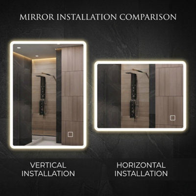 Arko Bathroom Mirror with LED Lights 500x700mm - Wall Mounted Vanity ...