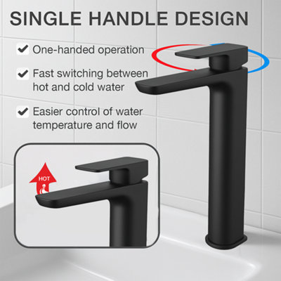 ARKO BATHROOM Tall Basin Mixer Tap 314x151.5mm with Waste, Contemporary ...