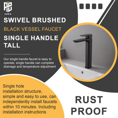 ARKO BATHROOM Tall Basin Mixer Tap 314x151.5mm with Waste, Contemporary ...