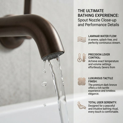ARKO BATHROOM TAP, Thermostatic 3 Hole Wall Mounted Bath Mixer Tap, BLACK