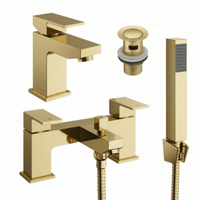 Arko Bathroom Taps Set, Bath Shower and Basin Mixer Tap Set with Pop up ...