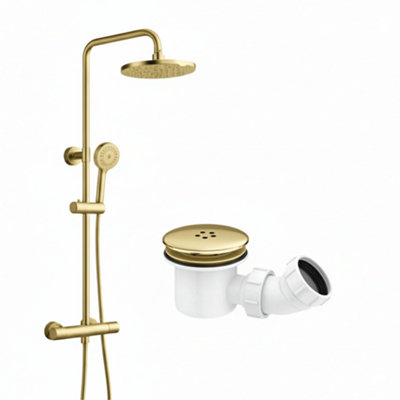 ARKO Bathroom Thermostatic Mixer Shower with Riser Rail, Shower Waste ...